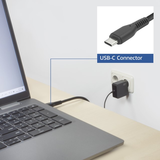 Laptop Oplader ACT USB-C Power Delivery 65W 2mtr AtmR Online